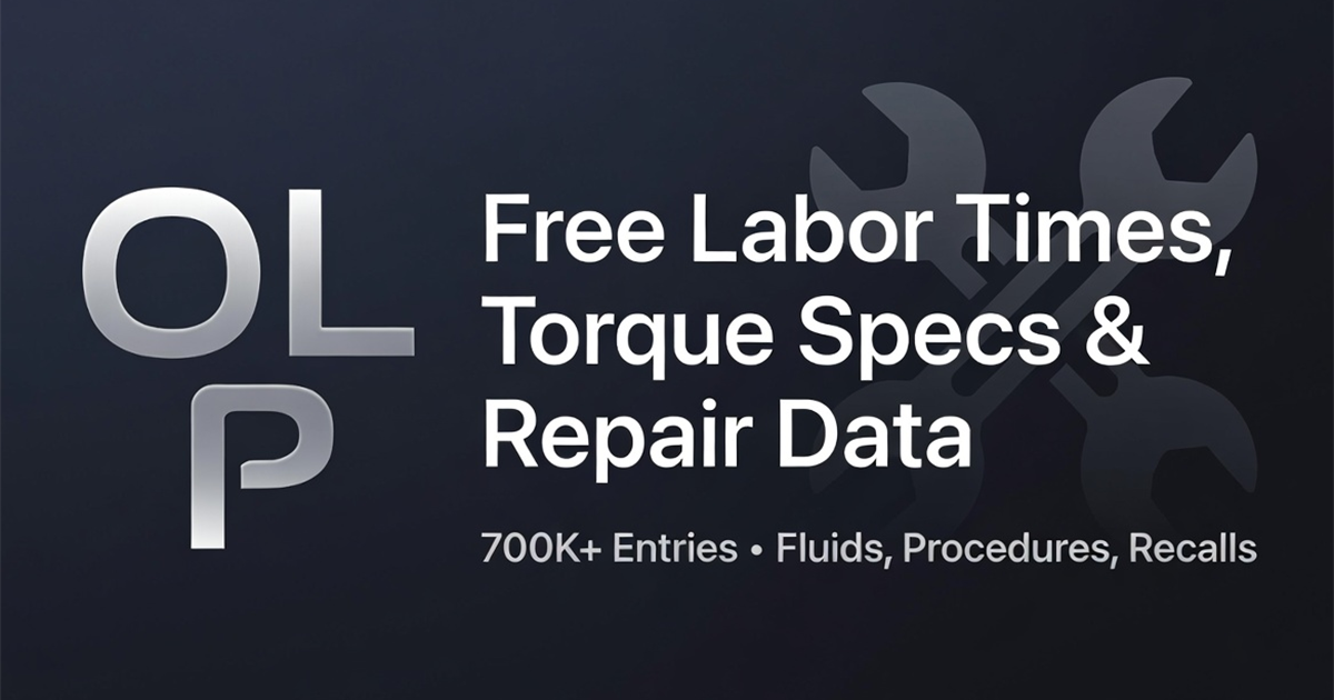 Open Labor Project — Free Labor Times, Torque Specs & API
